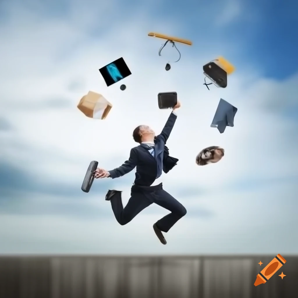 Developer juggling, showcasing multitasking skills on Craiyon