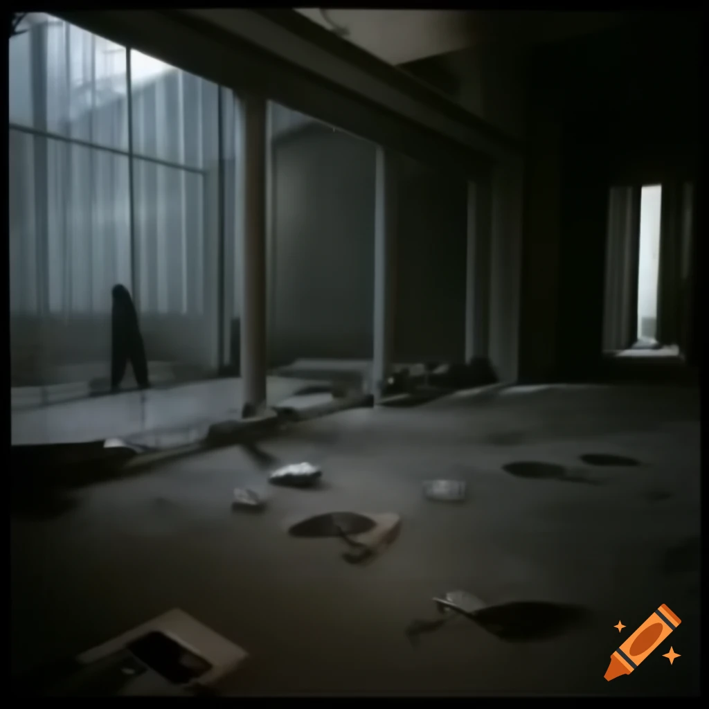 Creepy abandoned office building with evidence of a ritual, 1970s ...