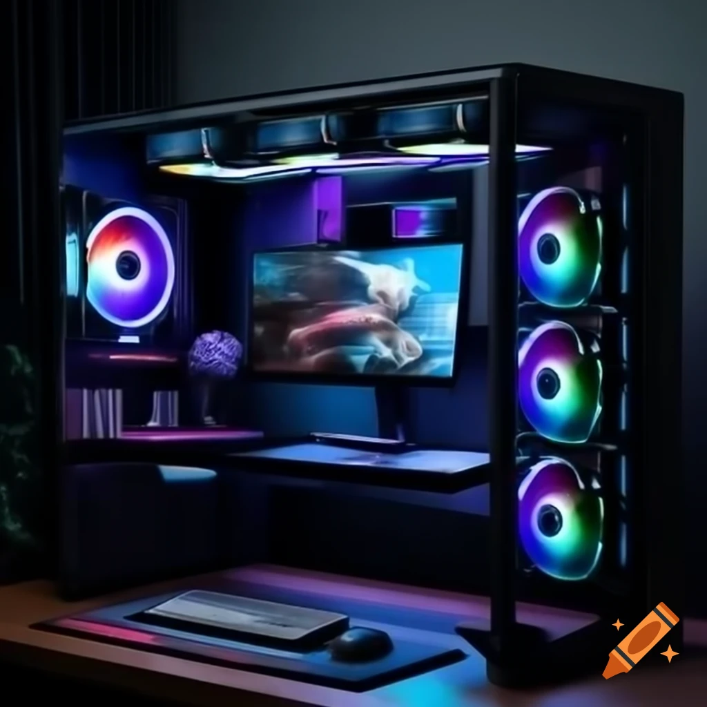 Sleek modern gaming desk designed for high-performance pc setup on Craiyon