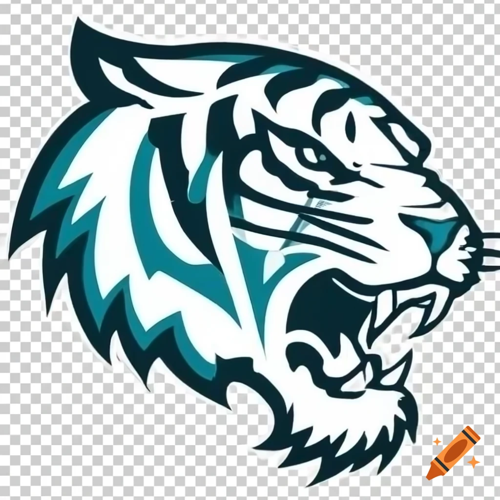 NFL-style mascot logo featuring teal and white Siberian tiger attacking ...