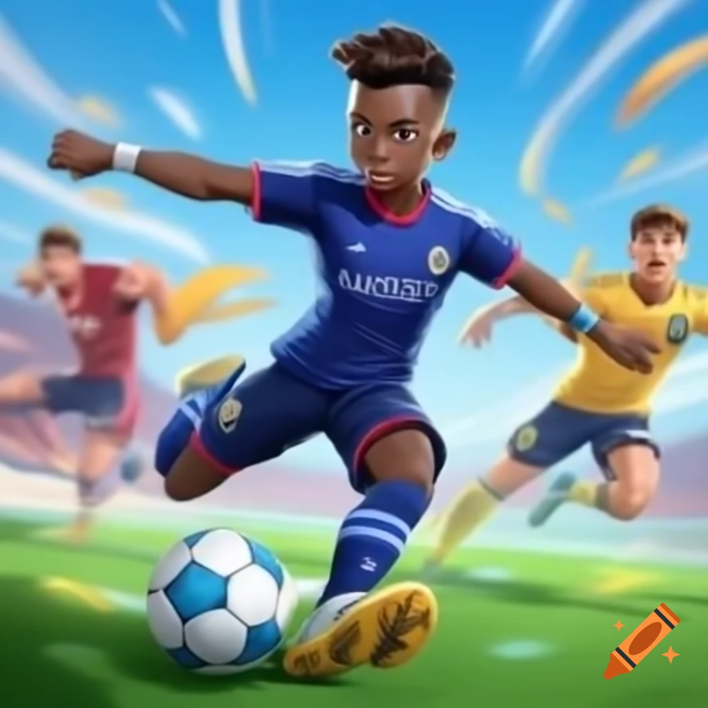 Cartoon of Vinícius Júnior dribbling and shooting with motion trails on ...