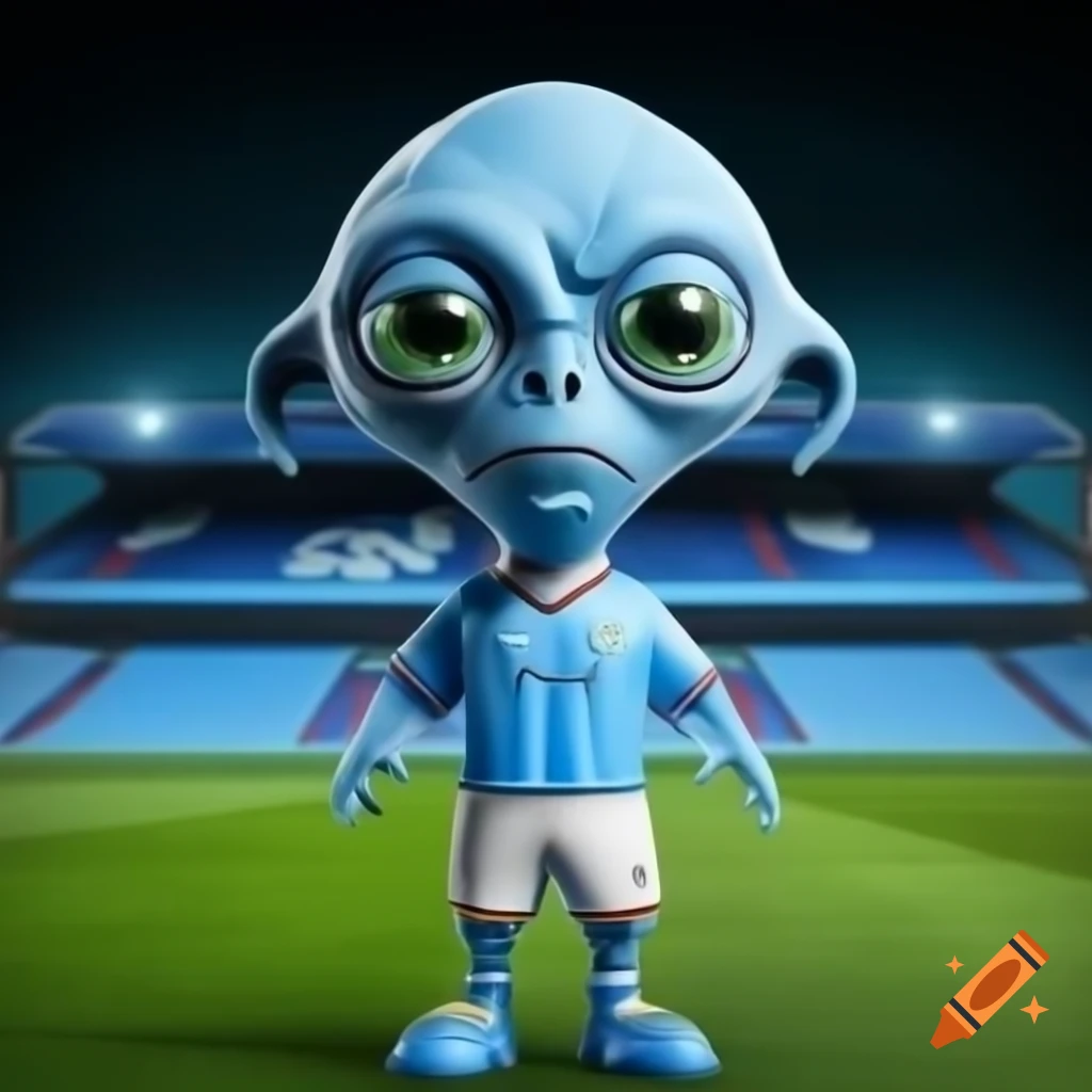 Cartoon version of Moonchester, Manchester City mascot in alien form on ...