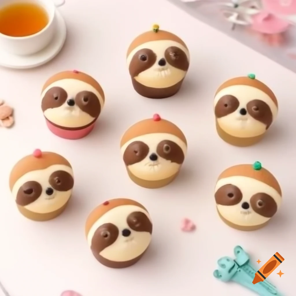 Cute sloth-shaped cupcakes with tiny faces and claws for whimsical ...