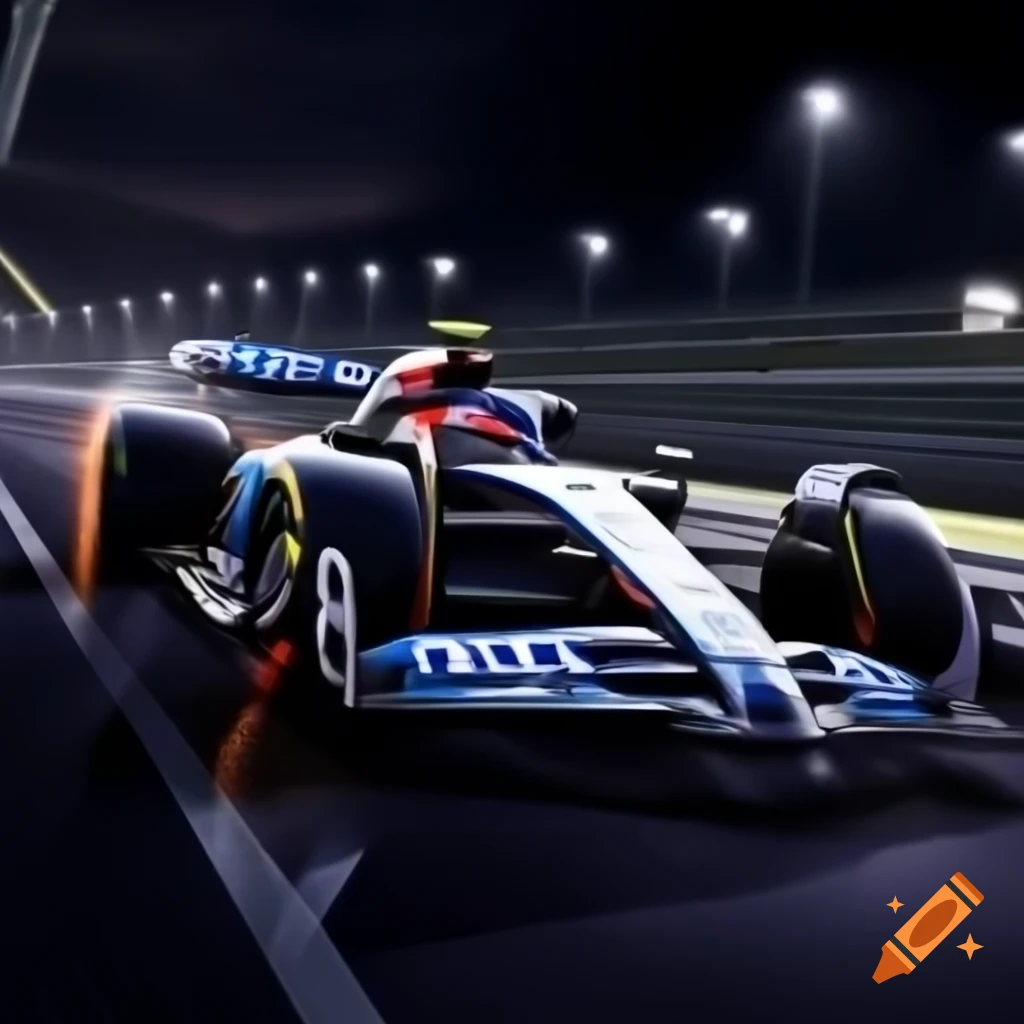 F1 cars racing on track with light background for advertising space on ...
