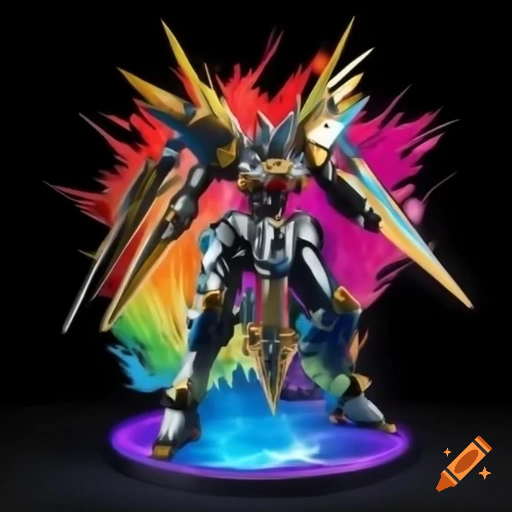 Futuristic mecha inspired by Metal Gear and Final Fantasy with vibrant ...