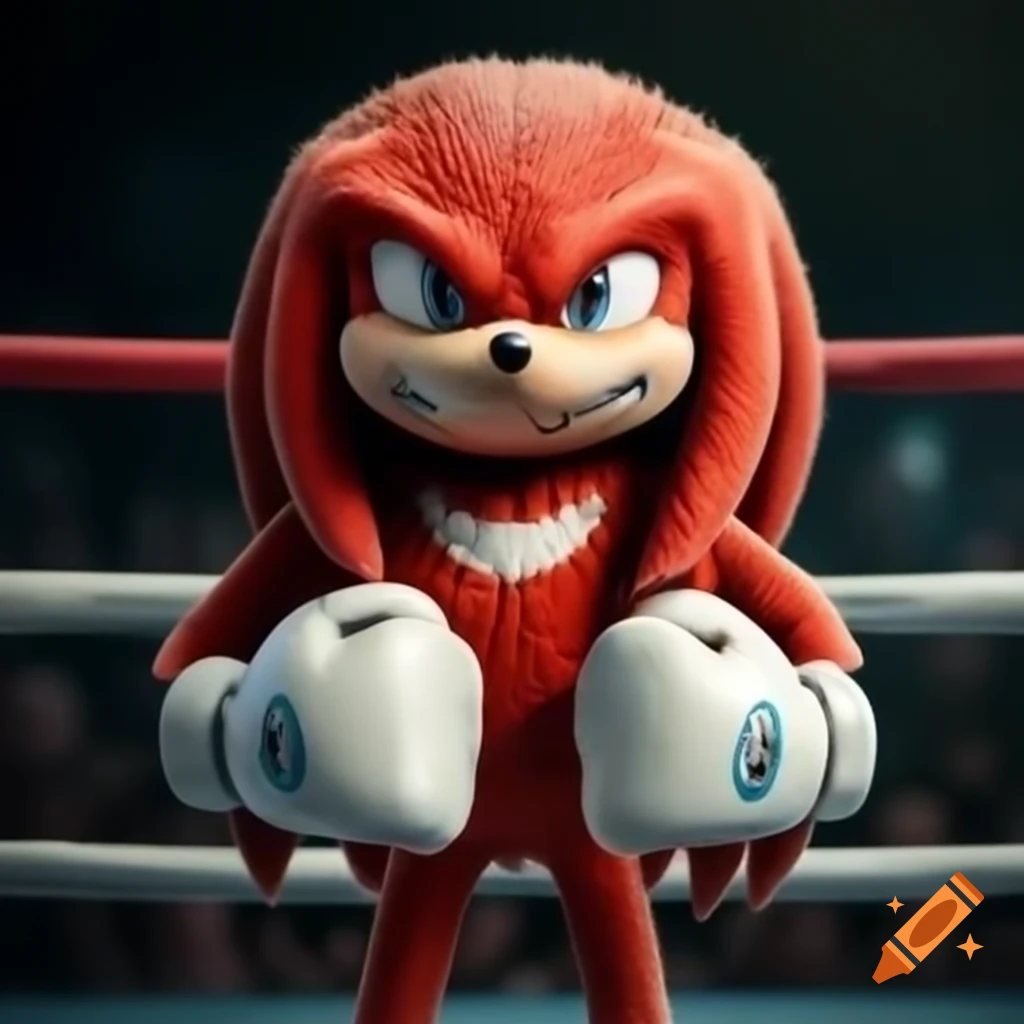 Knuckles the Echidna in white boxing gloves on Craiyon
