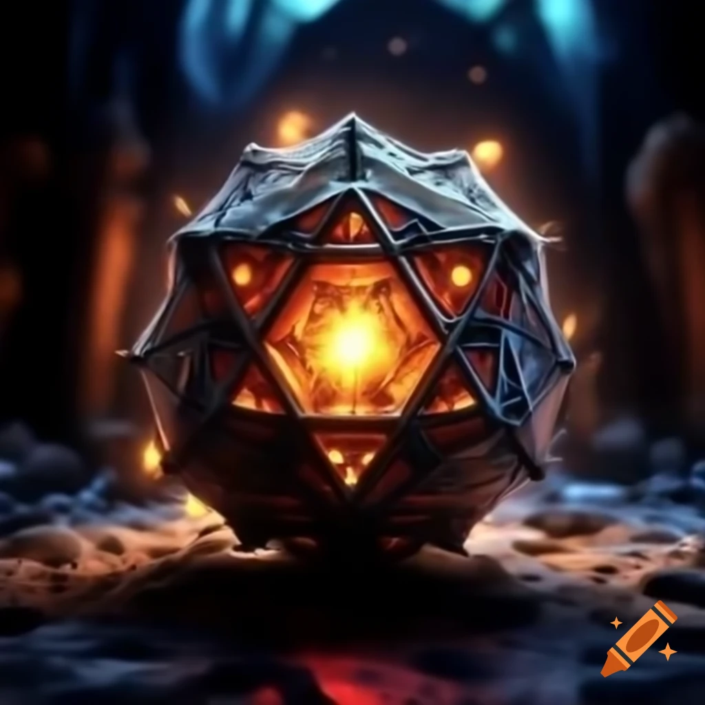 Roman dodecahedron with glowing spooky spirit emerging on Craiyon