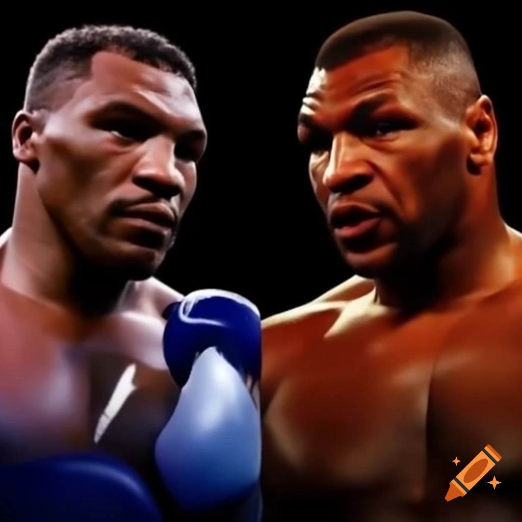 Split image of Mike Tyson's face: young in prime and older looking ...
