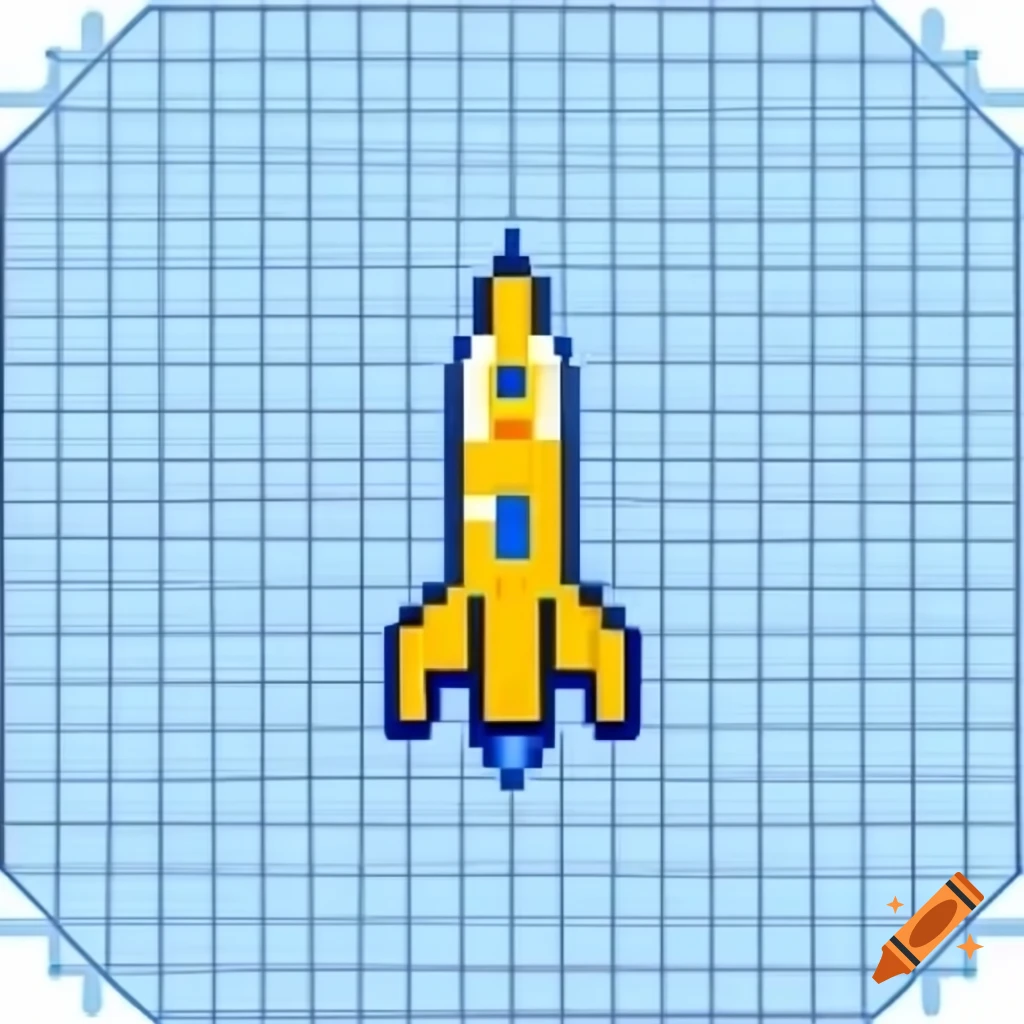 Pixel art of a spaceship on a 64x64 grid on Craiyon