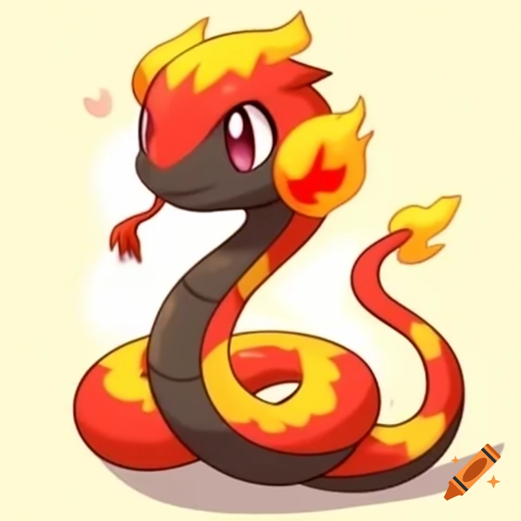 Chibi art of a cute Fire/Fairy Pokemon inspired by Forest Flame snake ...