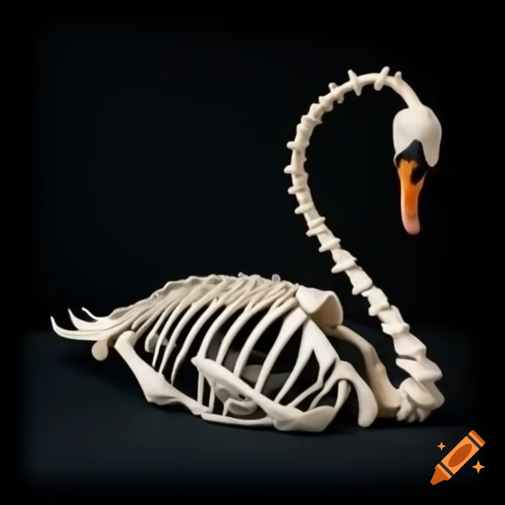 Skeleton of a swan showcasing intricate bone structure on Craiyon
