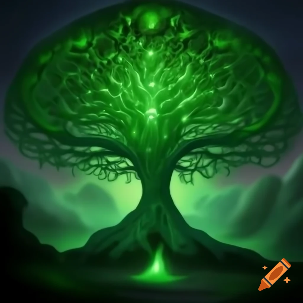 4K image of Yggdrasil tree of life from Marvel's Loki with green glow ...