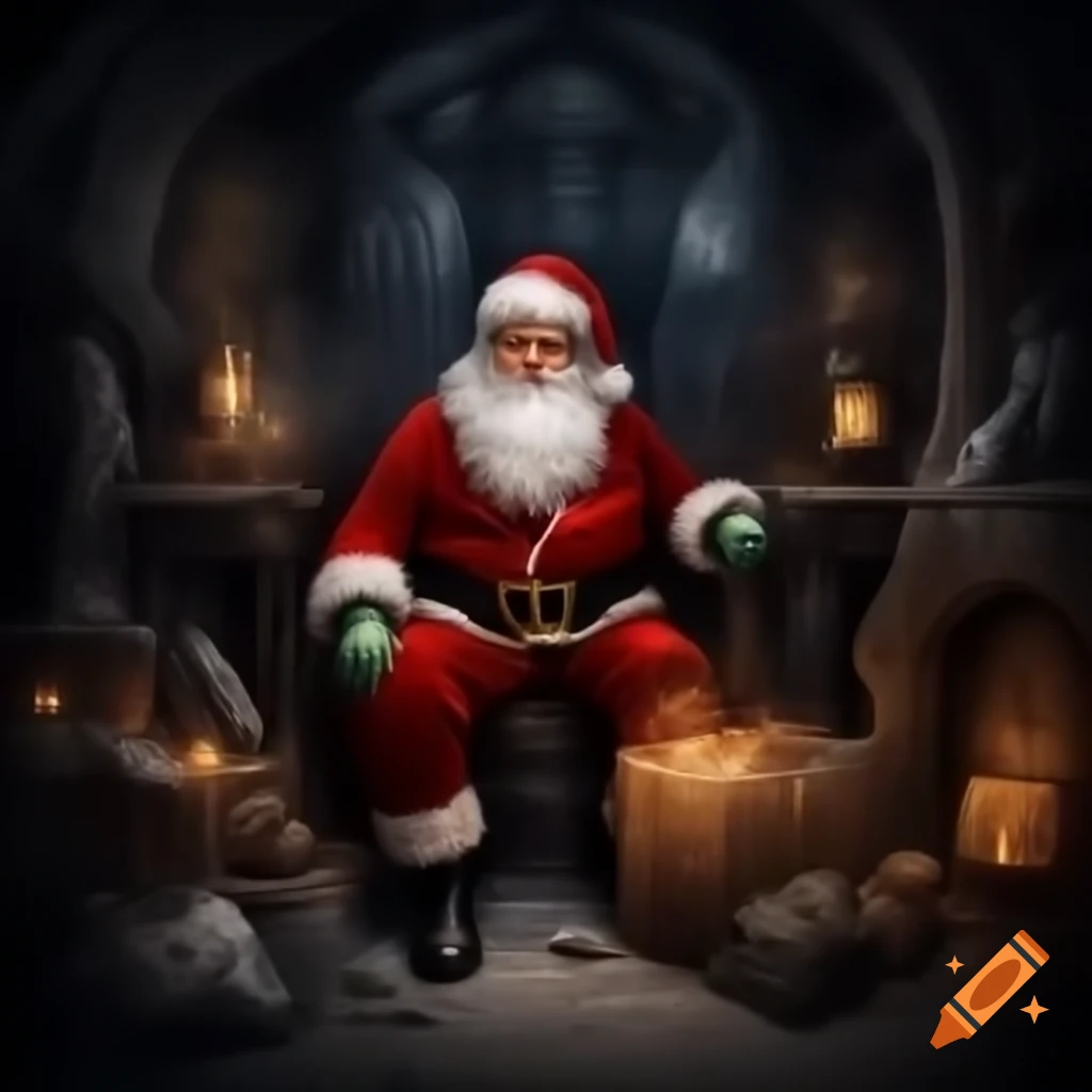 Haunted workshop themed around Santa Claus on Craiyon