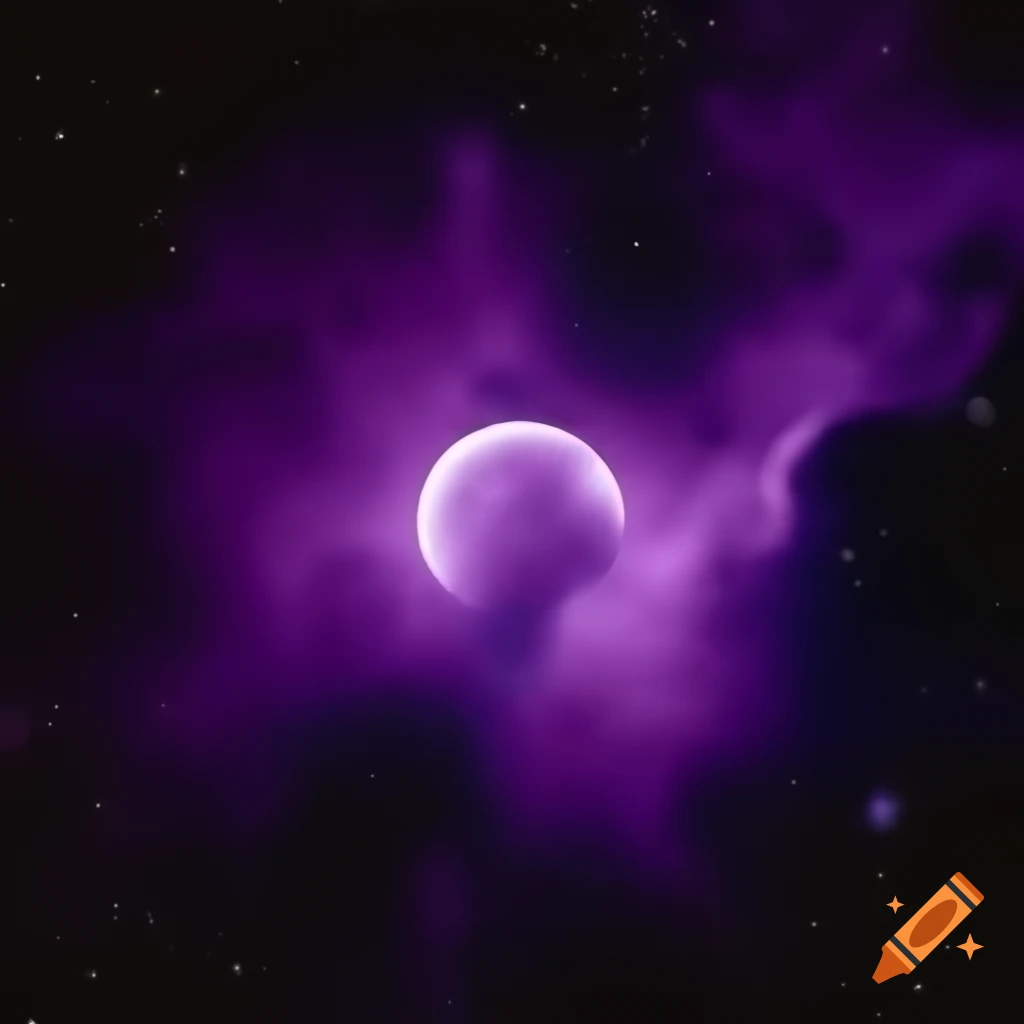 Vibrant deep-purple moon in starry cosmic expanse on Craiyon