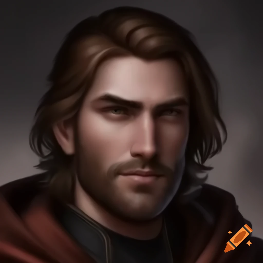 High-detailed portrait of a male human cleric with brown hair and brown ...