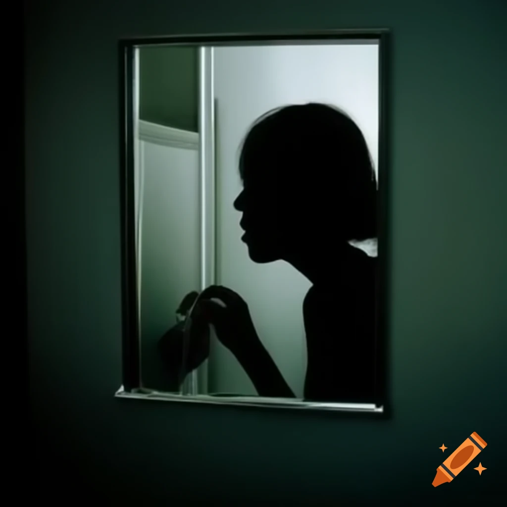 Reflection stepping out of the mirror, original person trapped on Craiyon