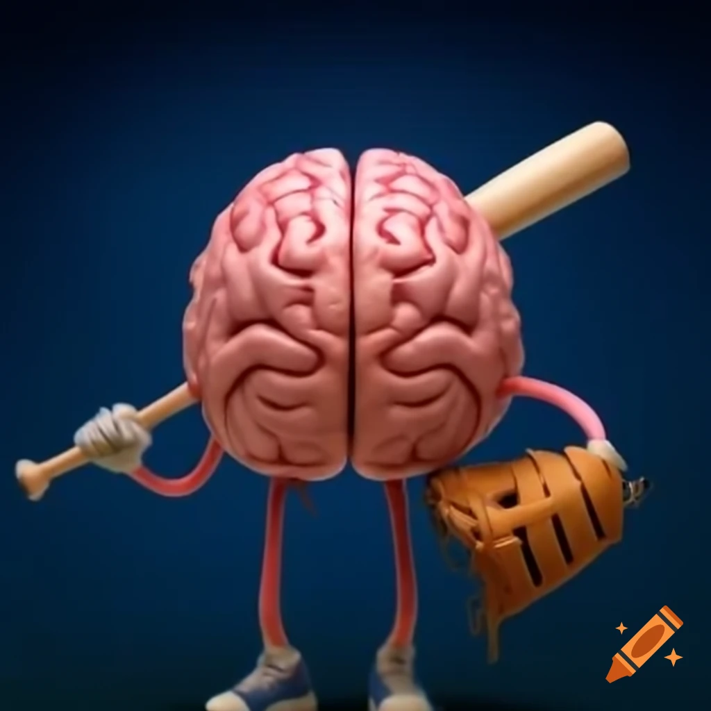 Brain alongside baseball bat and glove on Craiyon