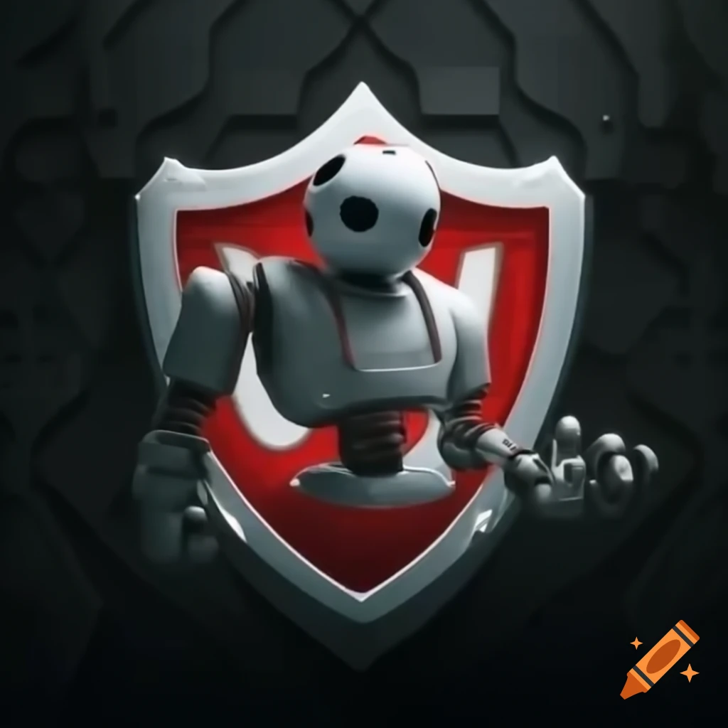 Soccer club crest featuring a robot design on Craiyon