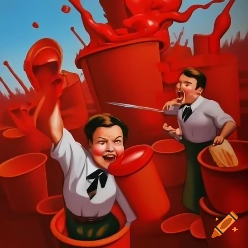 Soviet propaganda poster featuring joy and humor with red paint ...