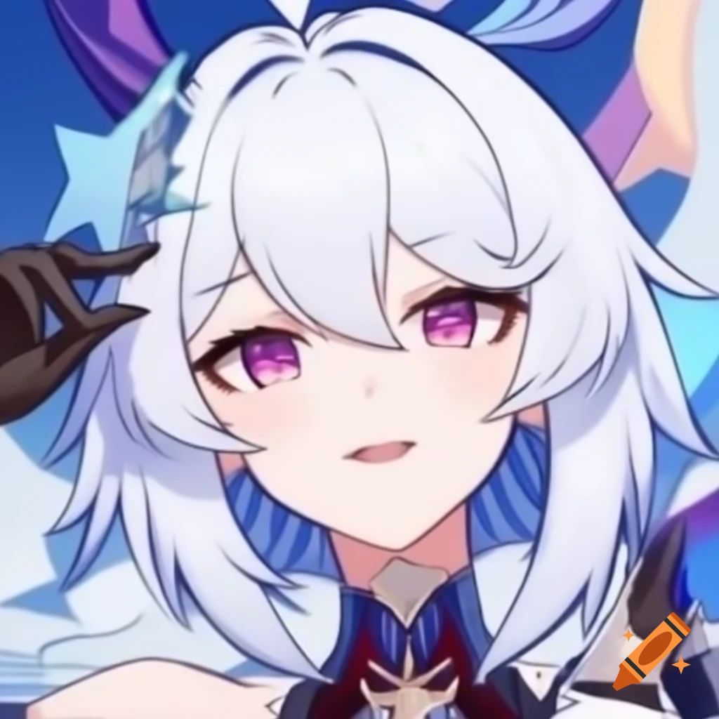 Stylish character sheet of female Honkai Star Rail character with white ...