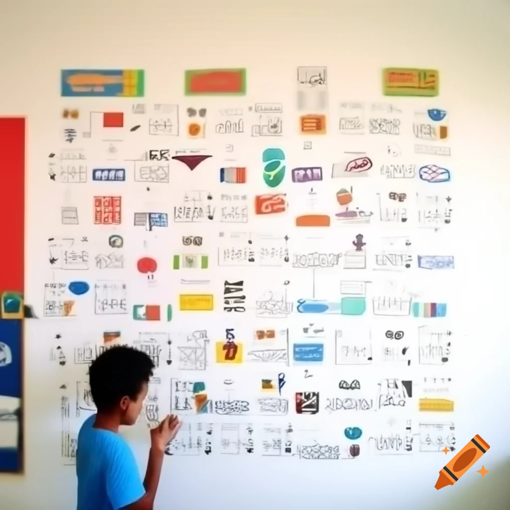 Bilingual word wall display featuring vocabulary in English and ...