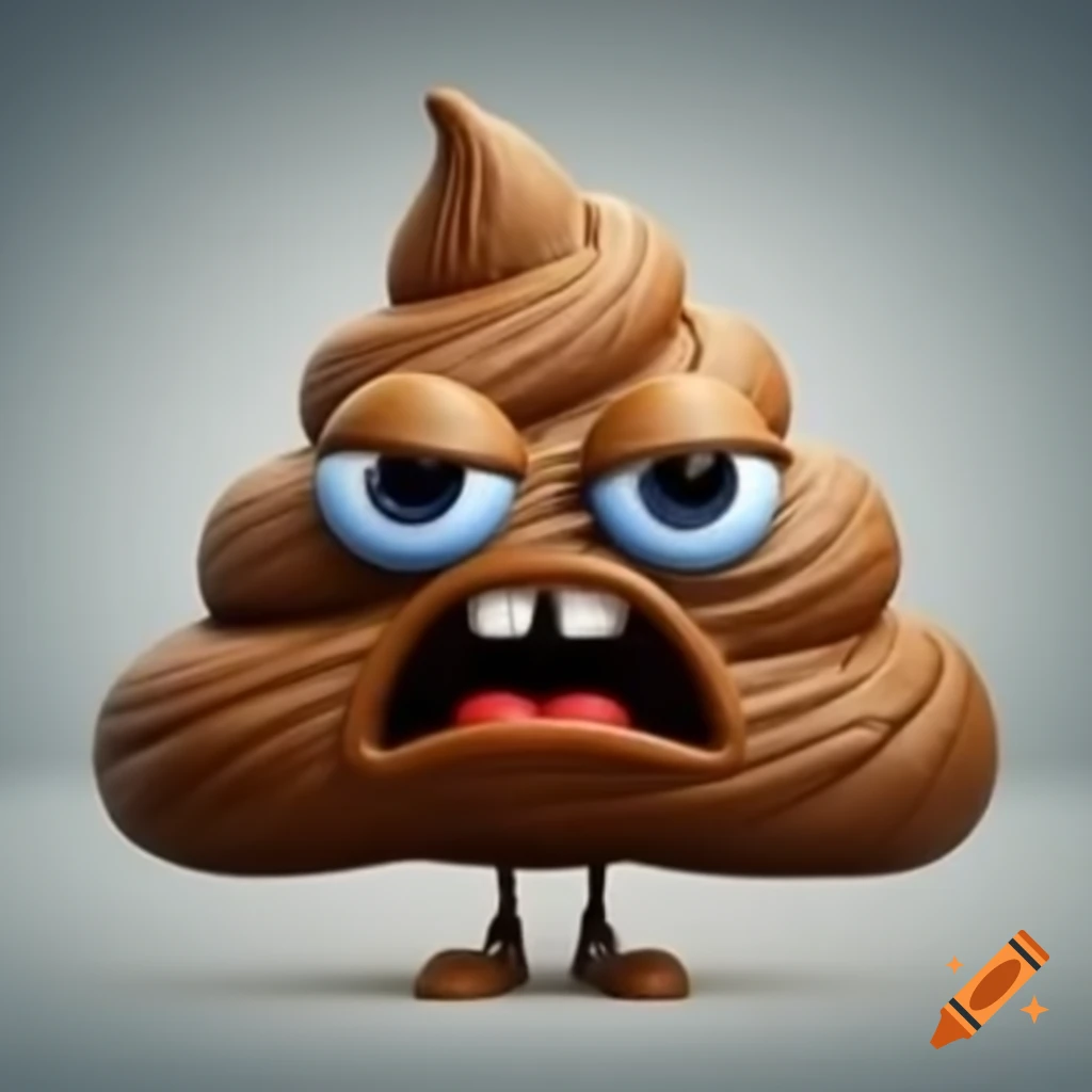 Humorous angry poop emoji with a cartoonish representation on Craiyon