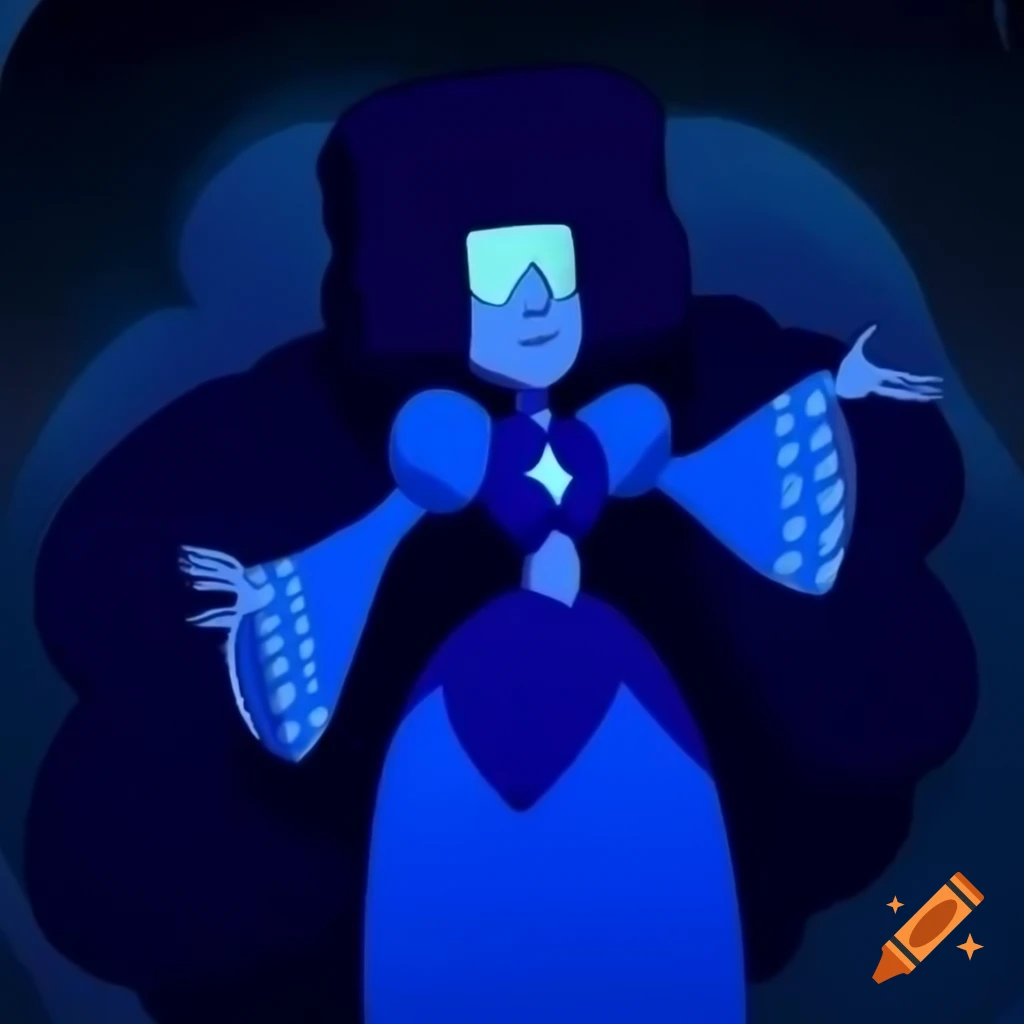 Silhouette of three gems against dark blue sky, depicting a fusion of ...