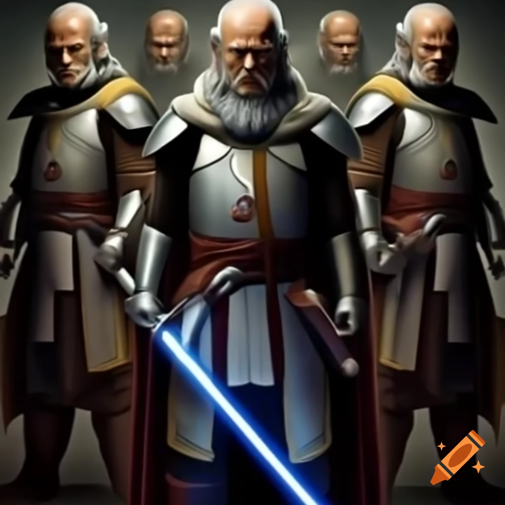 Fusion character of templar knight in saiyan armor with sword and obi ...