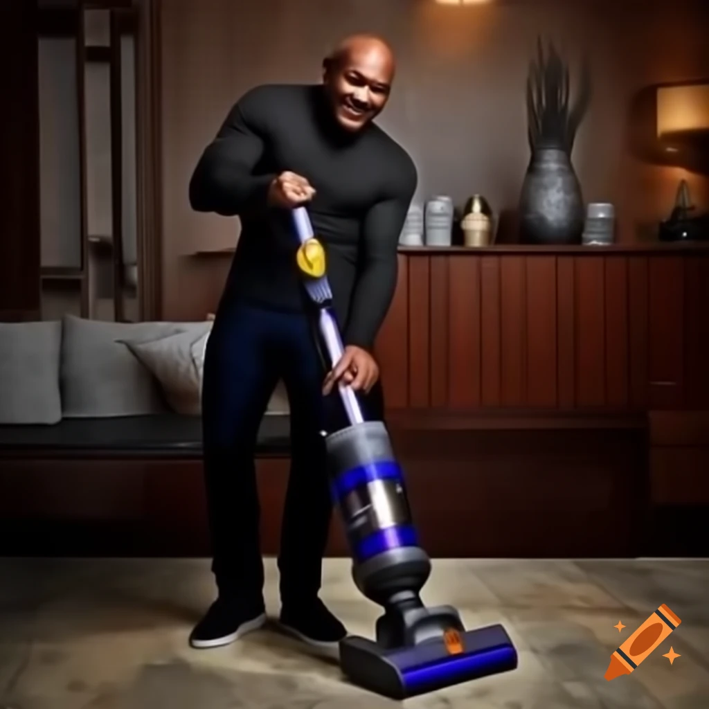 Humorous depiction of mike tyson as a dyson vacuum cleaner on Craiyon
