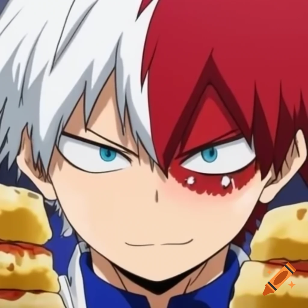 Character Todoroki from My Hero Academia with white and red hair and ...