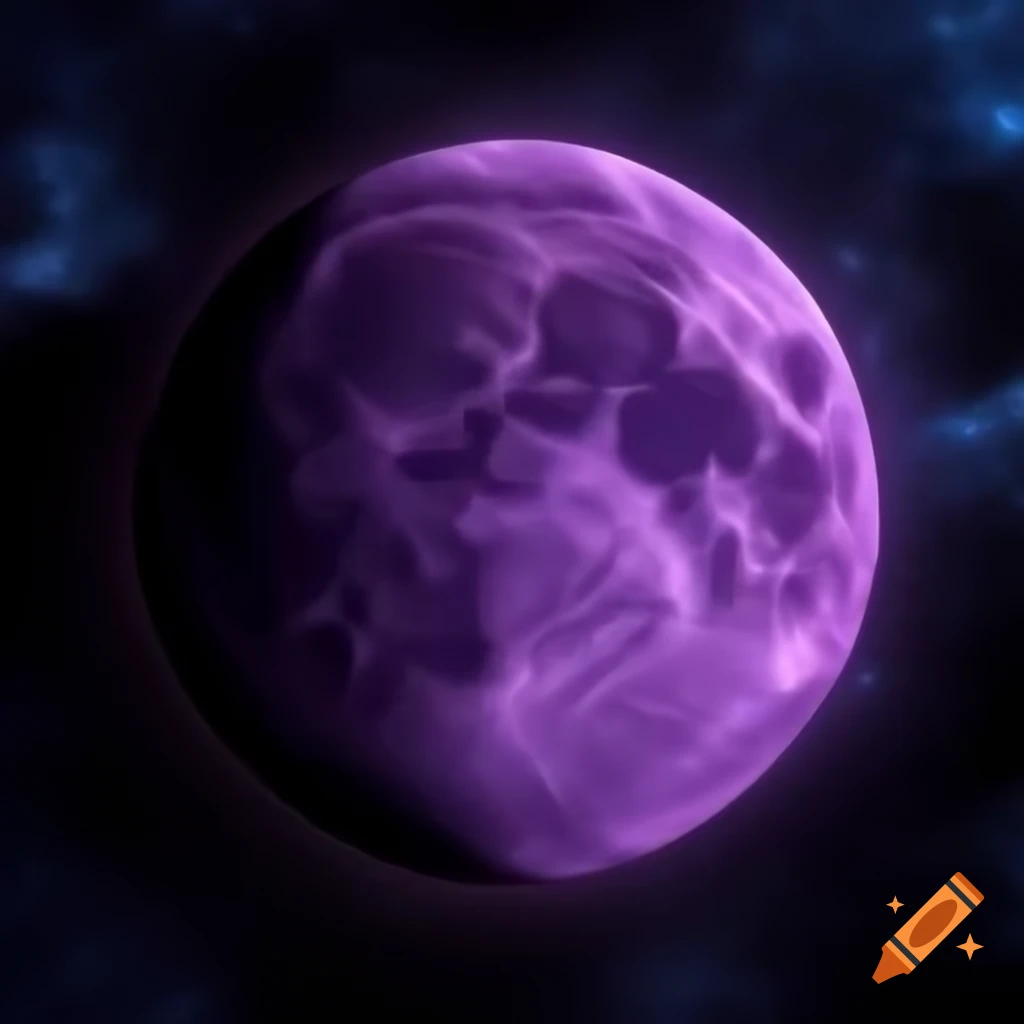 Vibrant deep-purple moon in starry cosmic expanse on Craiyon