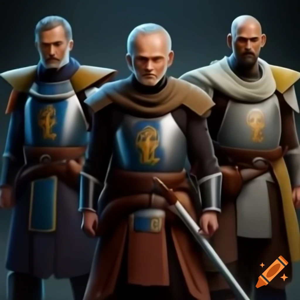 Fusion character of Baldwin IV spirit and Templar knight in Saiyan armor with sword on Craiyon