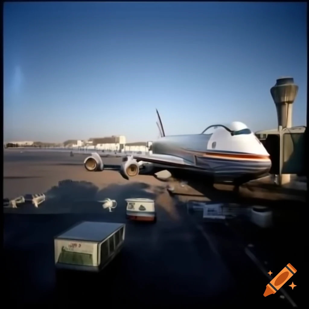 Boeing 747 arriving at galieotropolis international airport with airbus aa20 departing on Craiyon