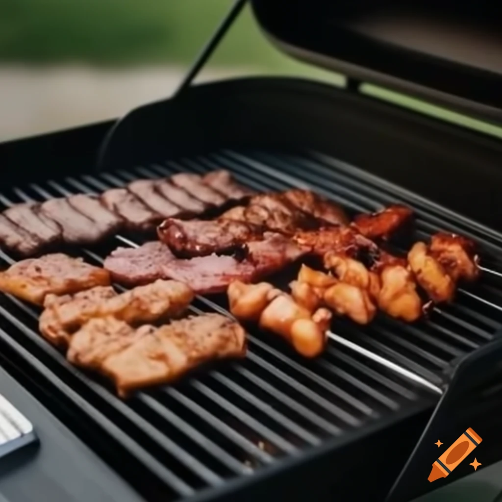 Delicious barbecue spread with various grilled meats and sides on Craiyon