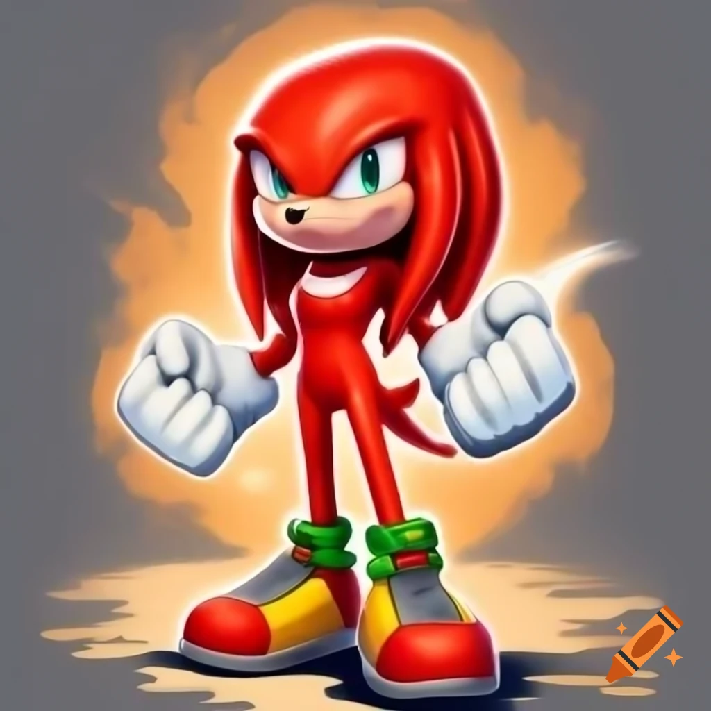 Female Knuckles in vibrant orange athletic dress striking dynamic pose ...