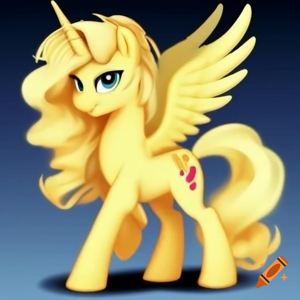 Majestic golden pony with wings and horn, inspired by my little pony on ...