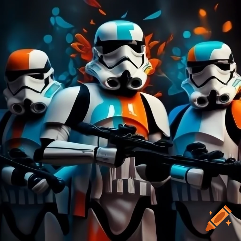 Vibrant stormtroopers in colorful spray-painted armor ready for action ...