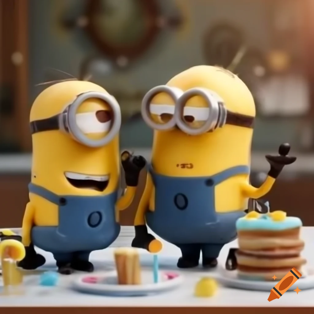 Minions celebrating a birthday with a cake for Micha on Craiyon