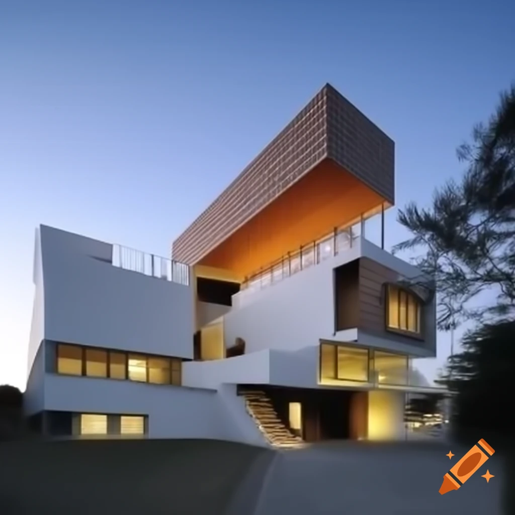 Funky contemporary architecture with unique design elements on Craiyon