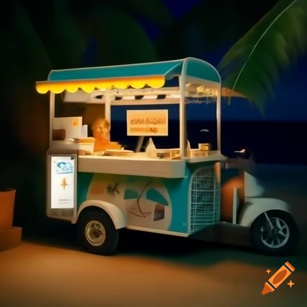 Modern mobile cart design for selling hummus and potatoes inspired by ...