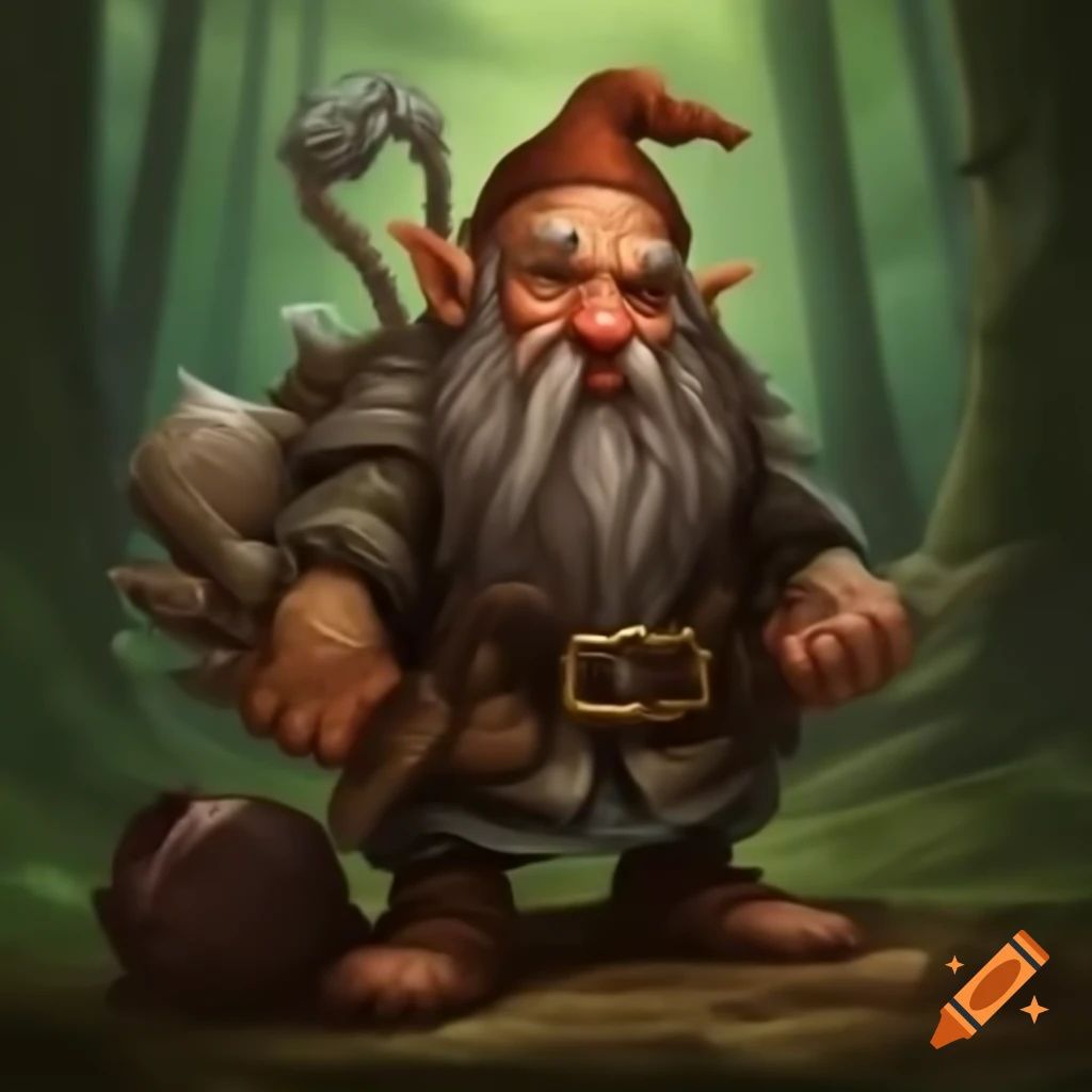 Morf the Dwarf character in a vibrant forest setting on Craiyon