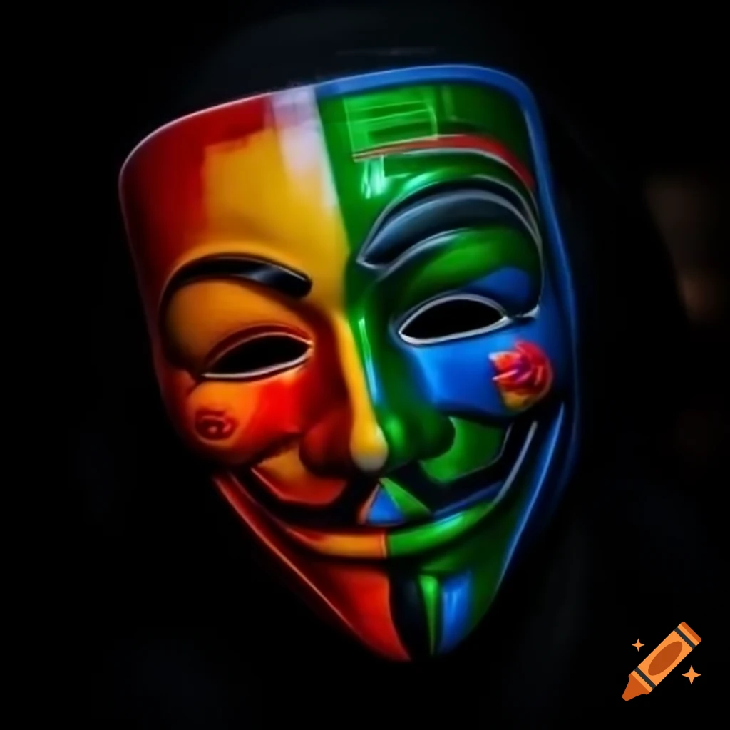 Abstract mask symbolizing internal thoughts on global conflicts on Craiyon