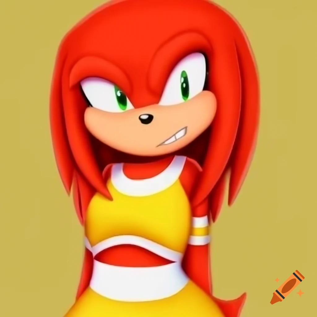Female Knuckles from Sonic the Hedgehog in sporty yellow dress on Craiyon