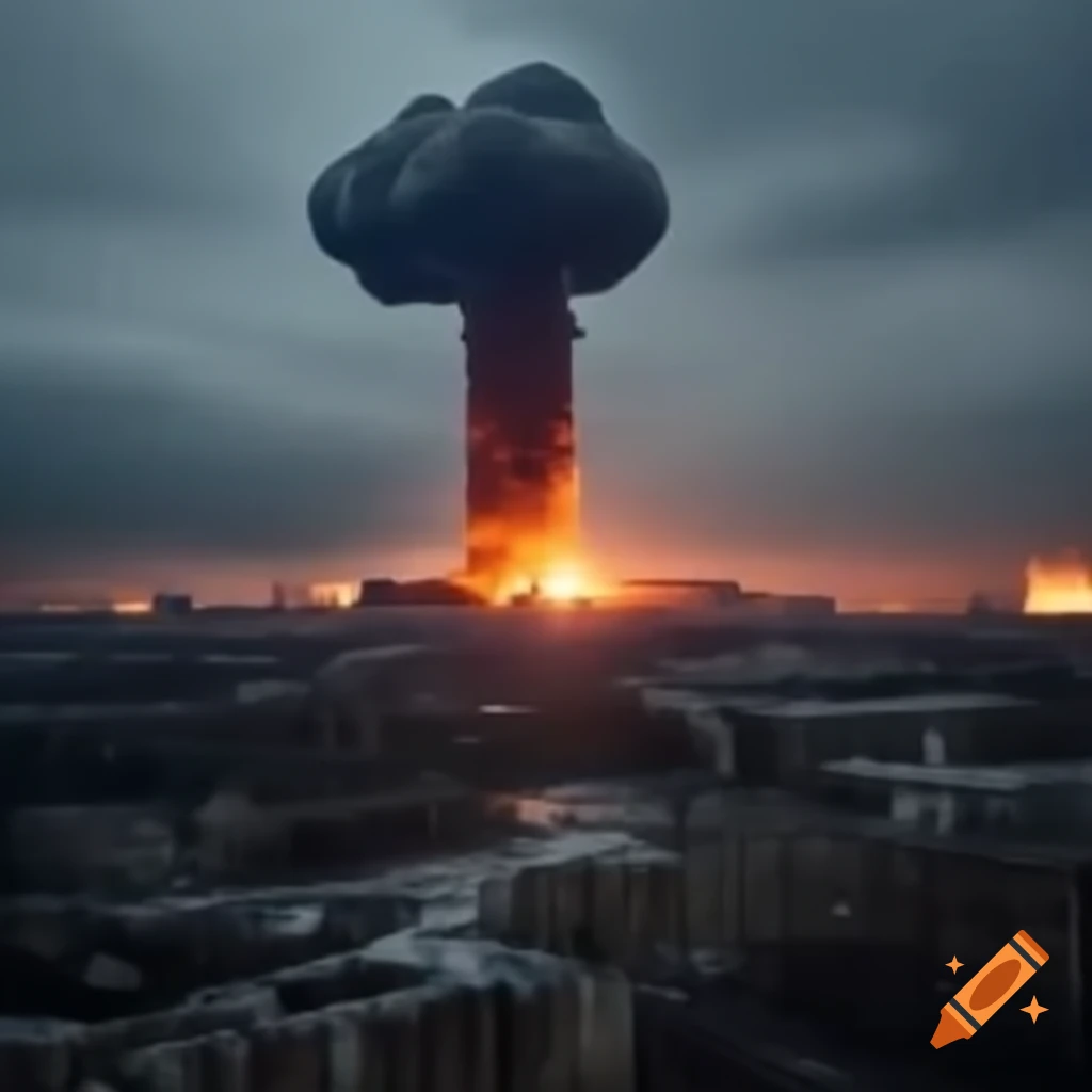 Destruction in moscow following a nuclear explosion on Craiyon
