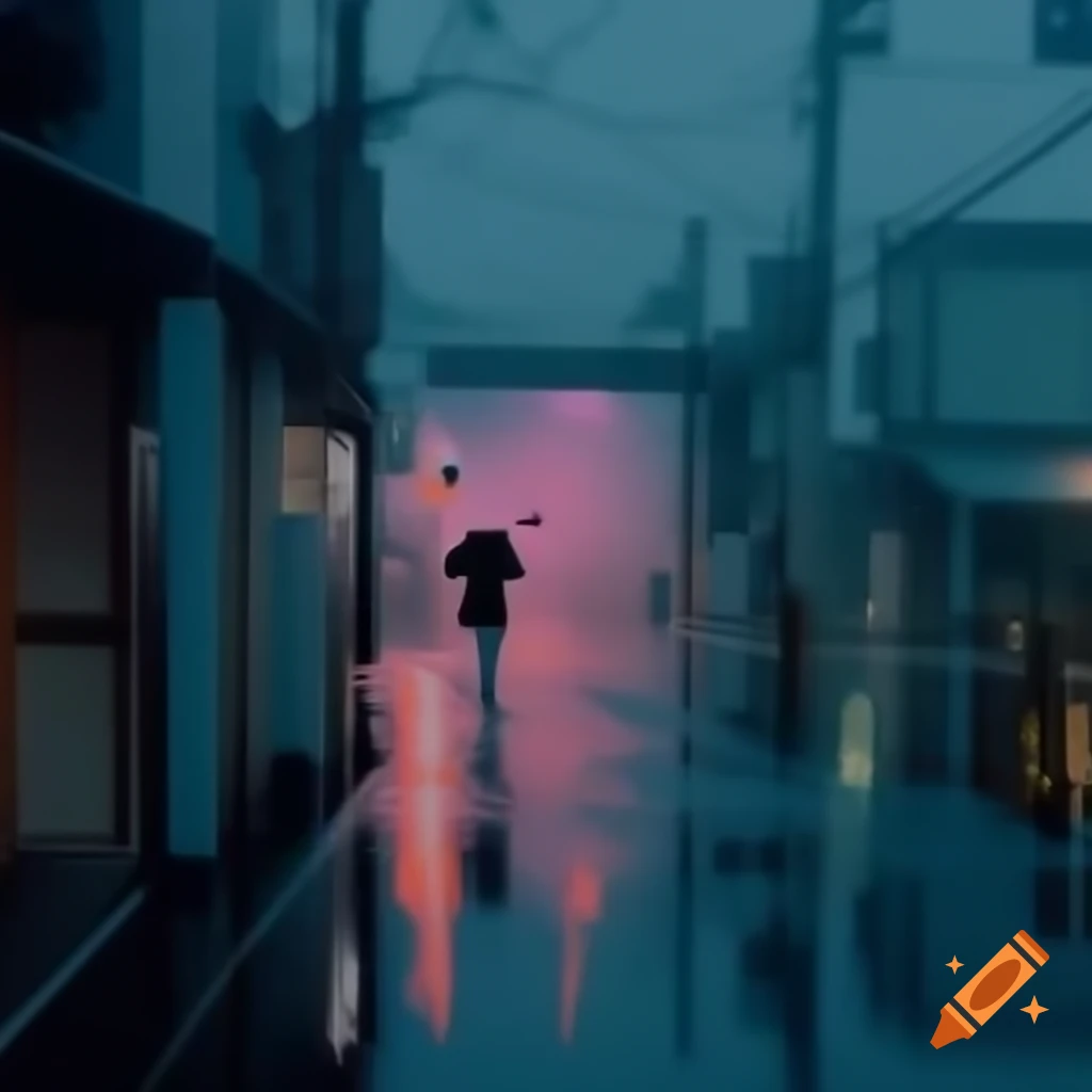 Lo-fi album cover art featuring rainy day in harajuku with muted colors ...
