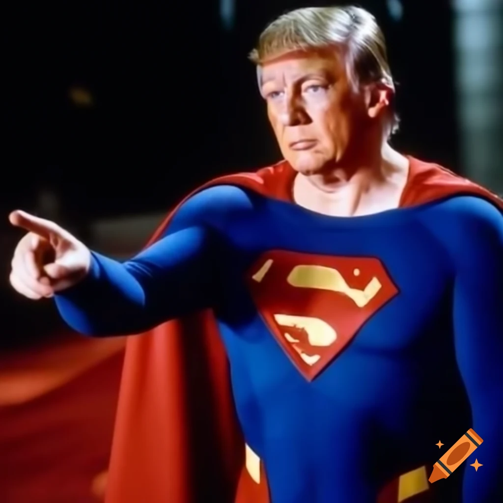 Cartoon of Donald Trump as Superman in classic Christopher Reeve suit ...