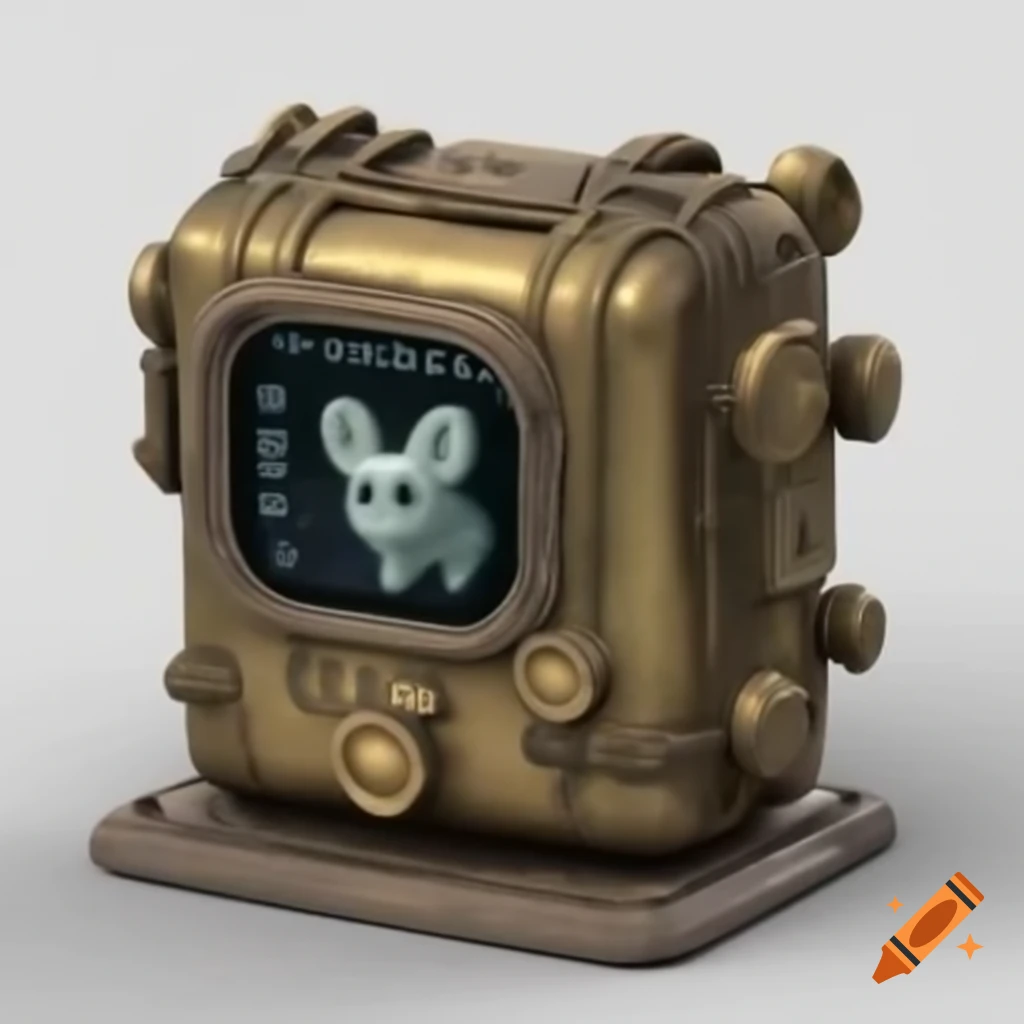 Diesel-punk digital pet with brass casing and steampunk-inspired bunny ...