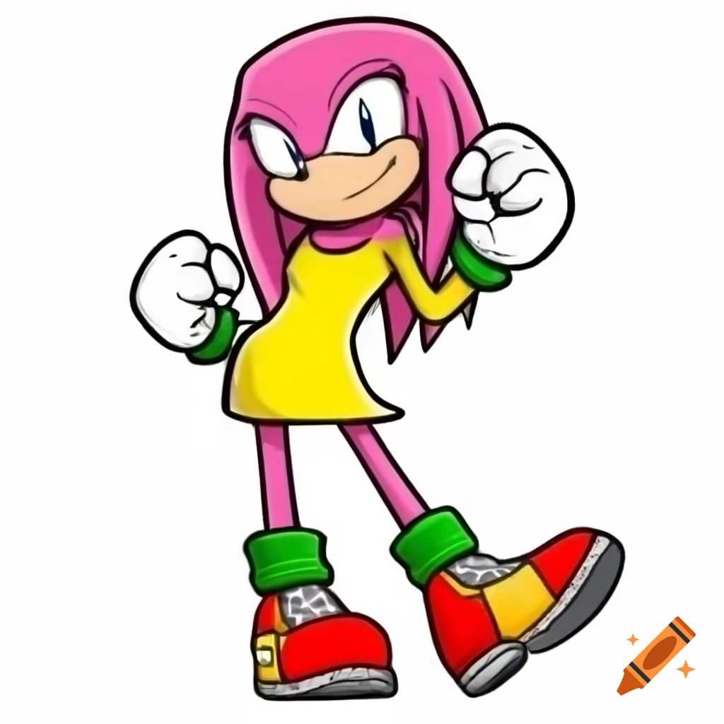 Female Knuckles in yellow athletic dress striking a dynamic pose on Craiyon