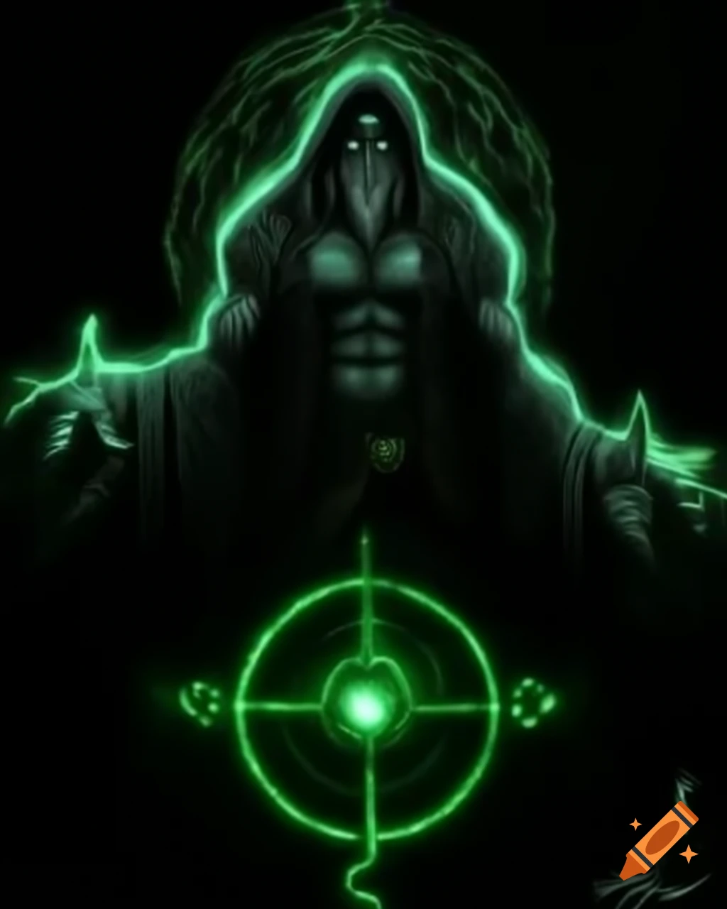 Detailed illustration of muscular middle-aged male monk in dark robes ...