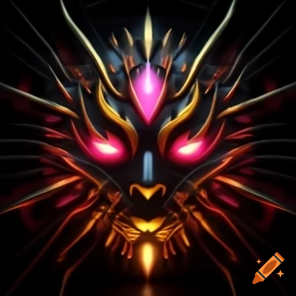 Futuristic techno face mask design for a shaman with sleek black materials on Craiyon